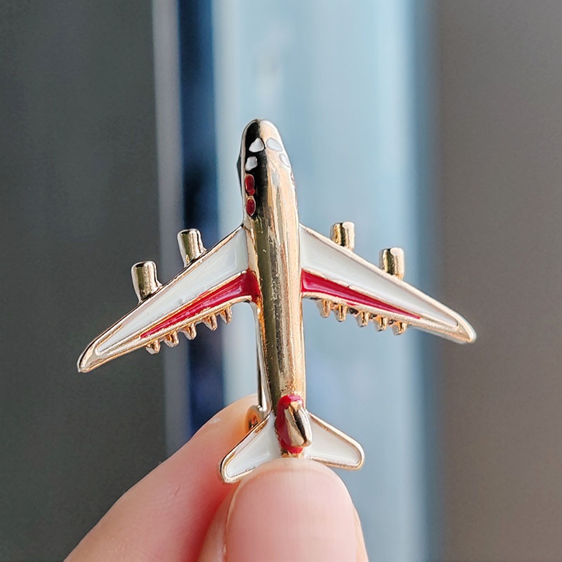 Fashion Alloy Airplane Brooch Pins Enamel Red Blue Plane Cartoon Badge ...