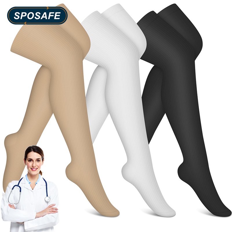 1 Pair 20-30mmHg Compression Stockings for Women & Men Toe Varicose ...