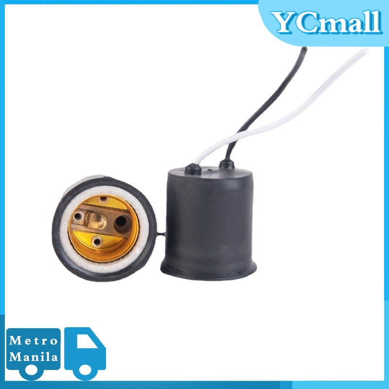 20pcs E27 Rubber Socket With 2 Wires 6a Hanging Black Lamp Holder ...