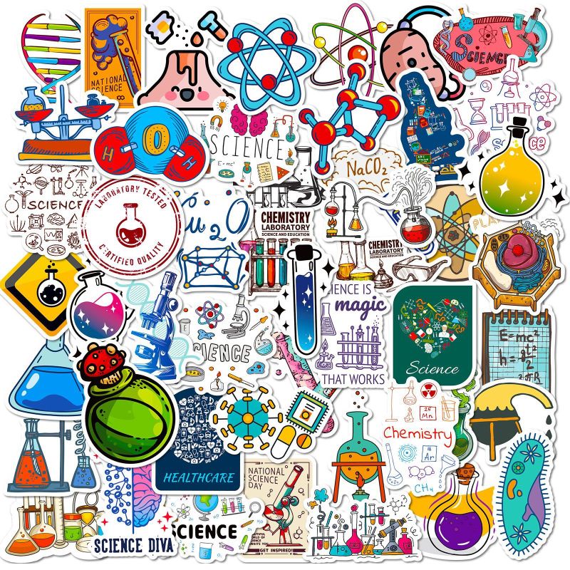 50pcs Science Stickers, Waterproof Chemistry Biology Science Stickers ...