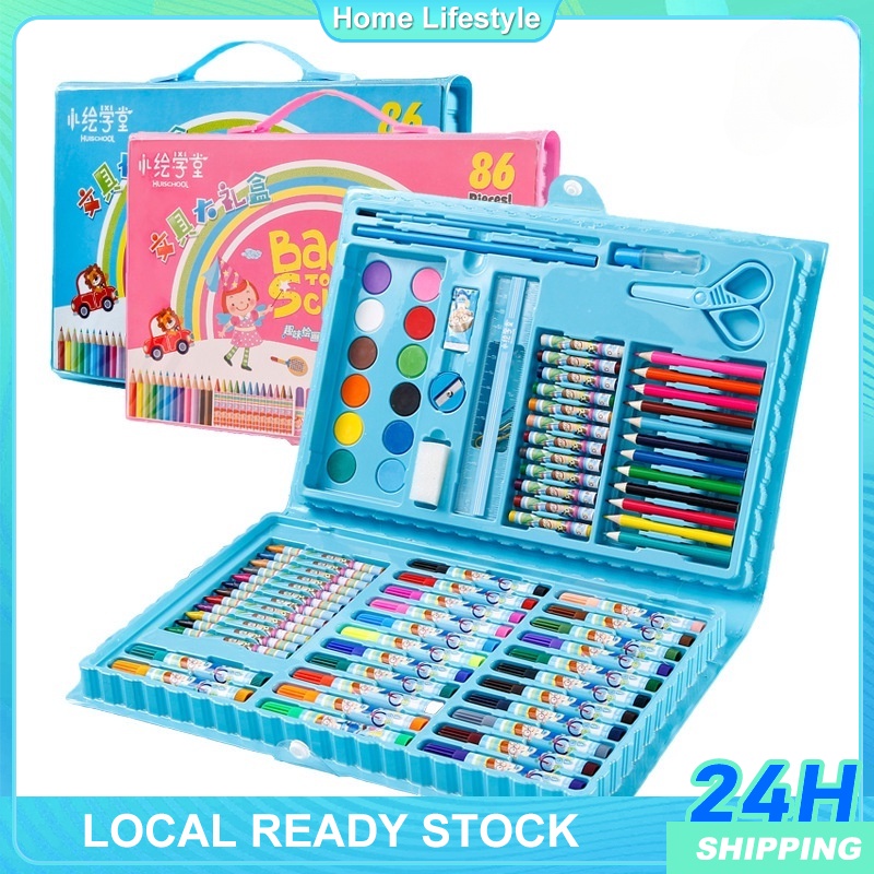 Kids 86pcs Art Coloring Set Crayon Drawing Set Painting Water Color Set ...