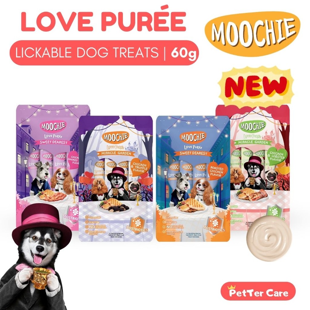 Moochie Love Puree Lickable Dog Treat Supplement Treat with Postbiotics ...