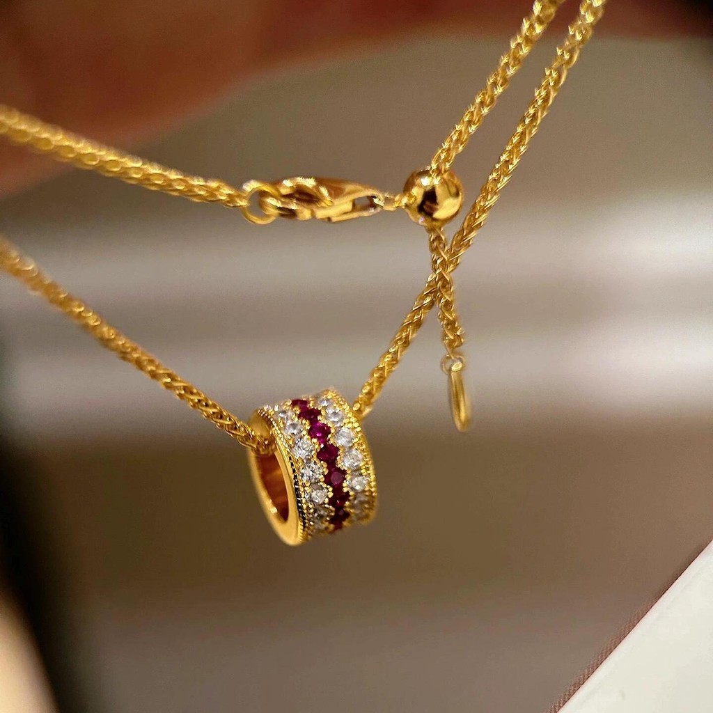 Korean Fashion Copper Gold-Plated Ruby Three-row Diamond Exquisite ...