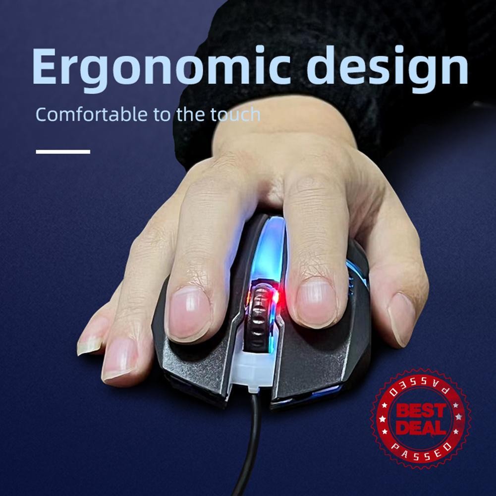 Wired Gaming Mouse Backlit Mechanica Side Button Glare Home Macro Mouse ...