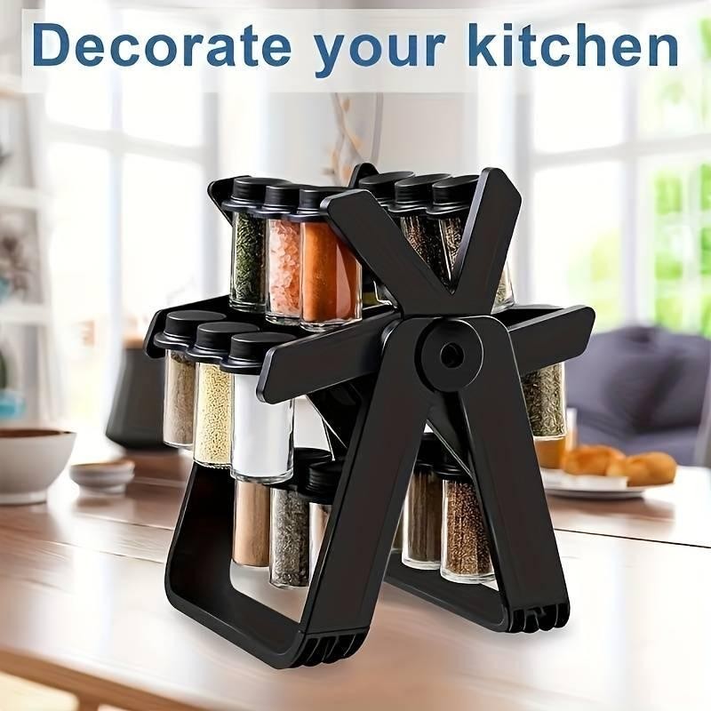 Rotating Ferris wheel glass spice rack set spice bottle spice jar spice ...