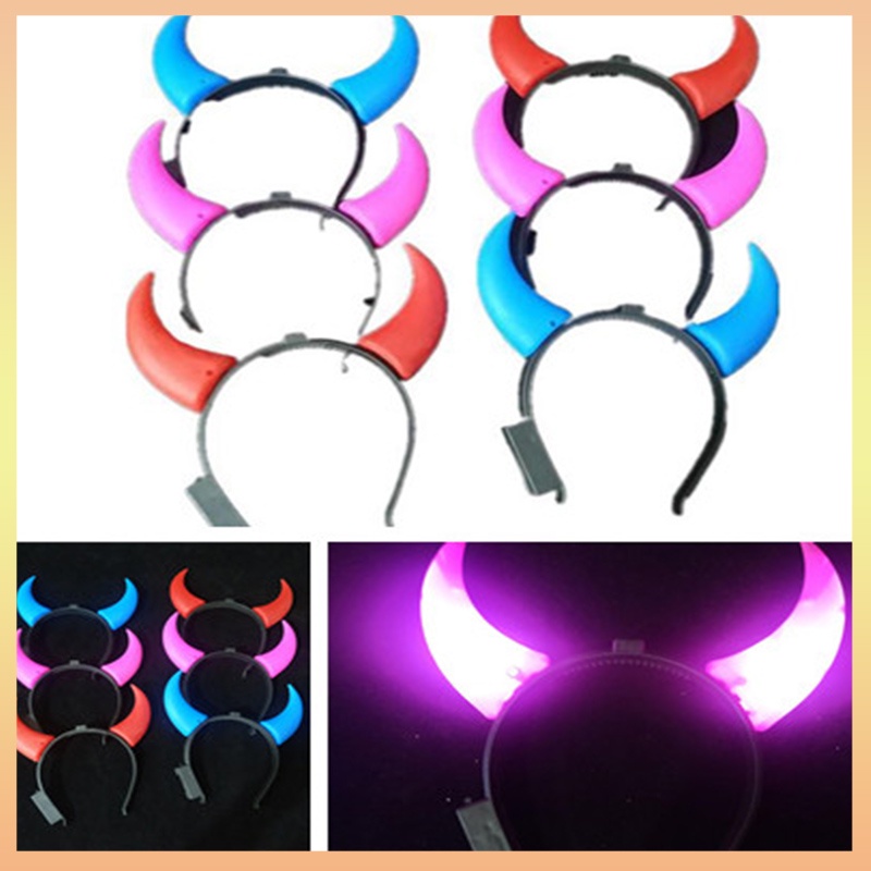 LED Devil Horn Light Up Headband Glowing Devil Horn Headwear Halloween ...