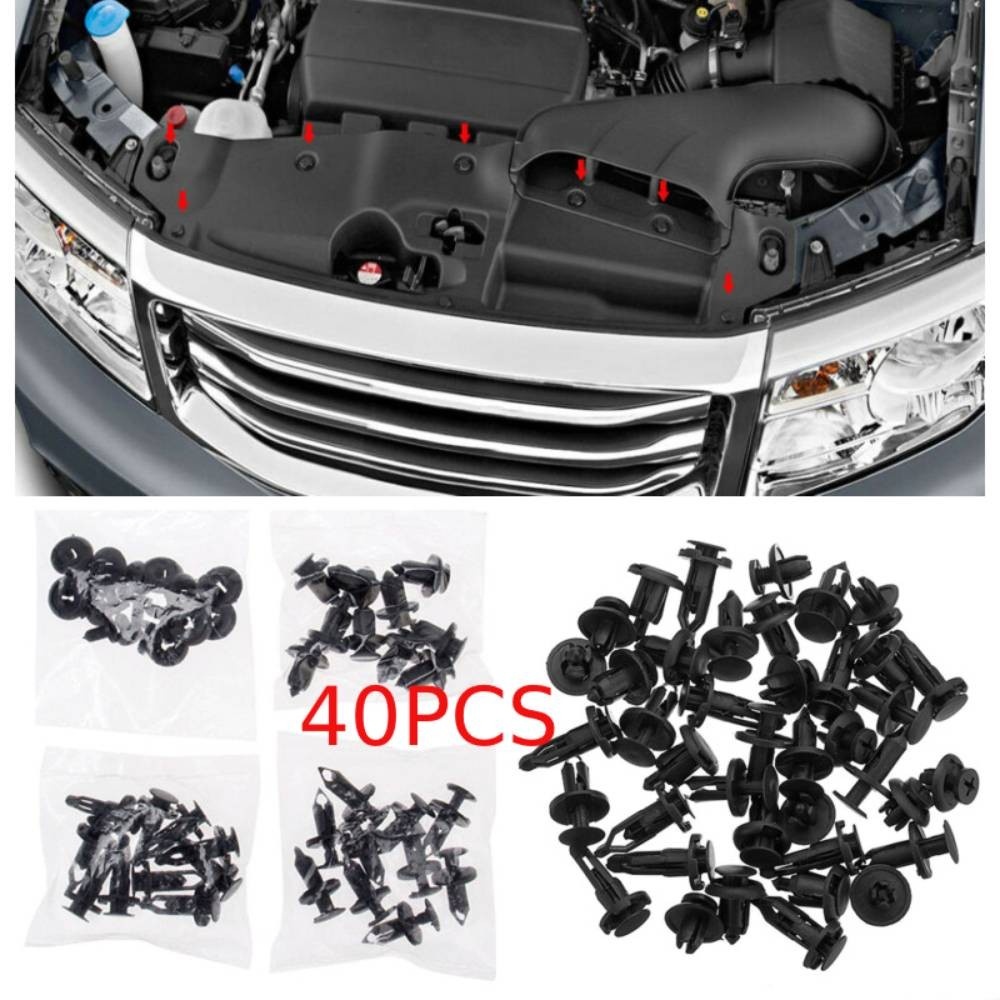 40x Assorted Hole Plastic Push Pin Rivet Fastener Clips For Car Bumper ...