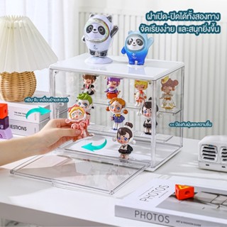 Doll Showcase Box Labubu Figure Model Cabinet 3-Tier Collectibles Clear ...