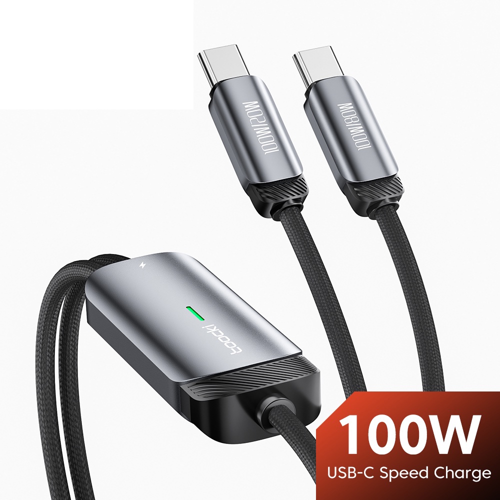 100W 2 in 1 Fast Charging Mobile Phone Cable Type C To Type C / L PD ...