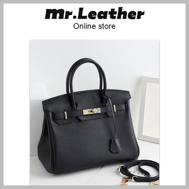 [Mr. Leather] Leather Handbag Large Capacity Shoulder Bag Lychee ...