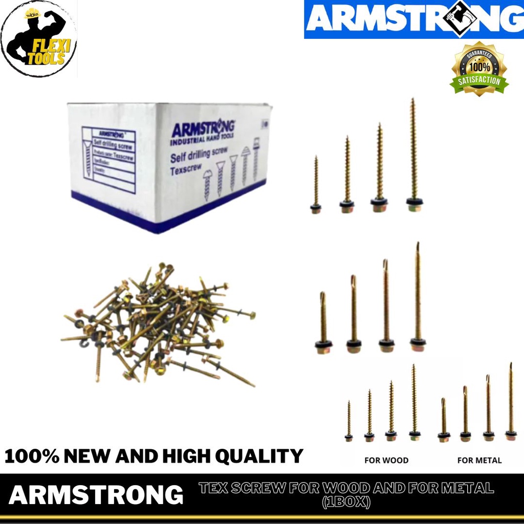 ARMSTRONG TEX SCREW FOR WOOD AND FOR METAL (1BOX) | Shopee Philippines
