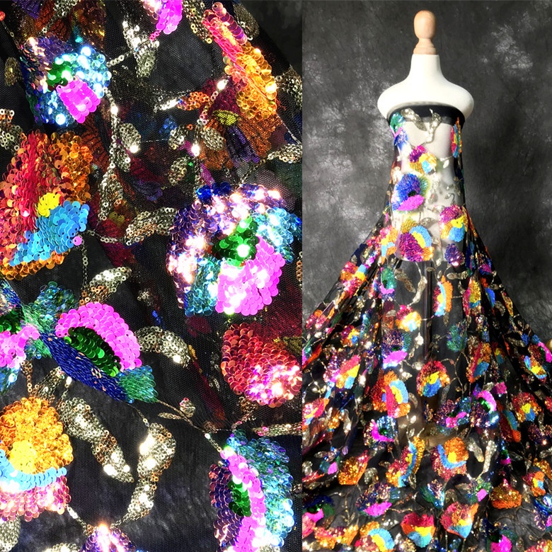 Heavy Industry Transparent Colorful Crystal Sequin Cluster Flower Shiny ...