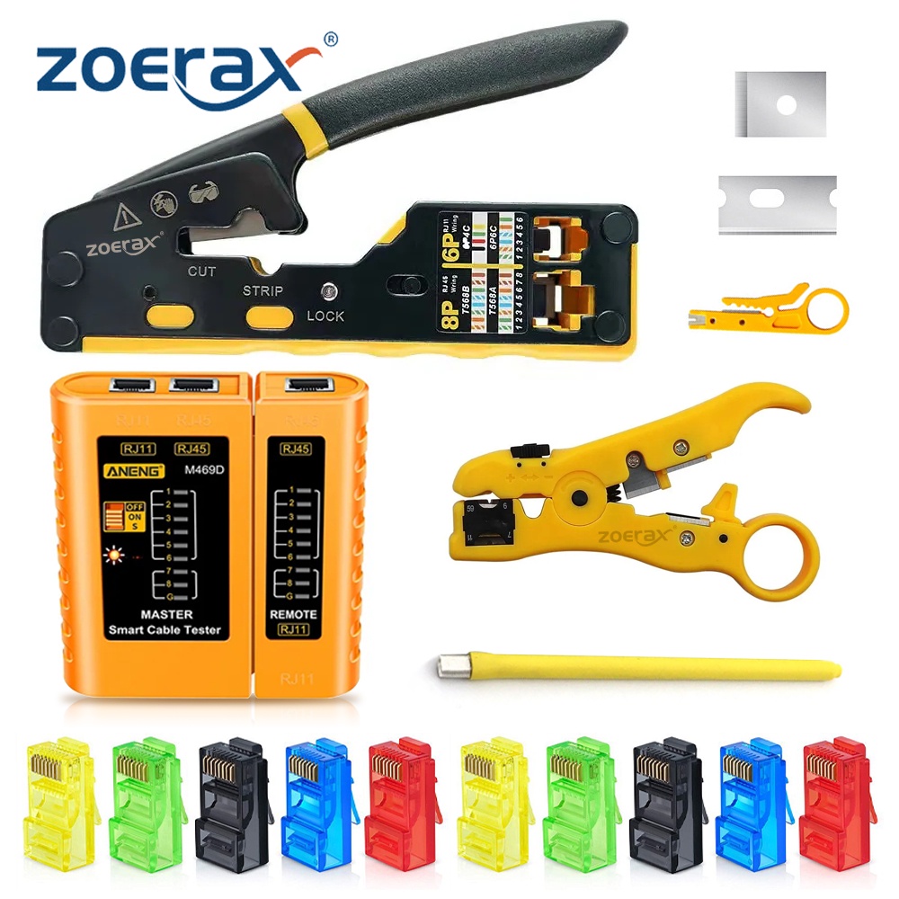 ZoeRax RJ45 Crimping Tool Pass Through Crimper Cutter for Cat6 Cat5 ...
