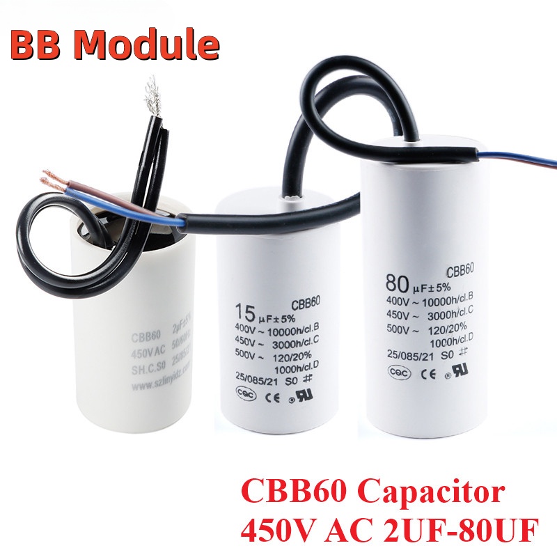 CBB60 Capacitor 450V AC 2UF-80UF 8UF 10UF 12UF 14UF 15UF 16UF 18UF 20UF 30UF 40UF 50UF 60UF 70UF ...