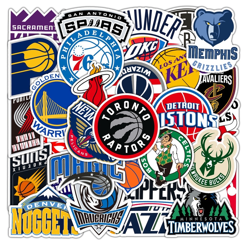 32 PCS NBA Team Sticker SP45 Basketball Teams Warriors Miami Heat ...