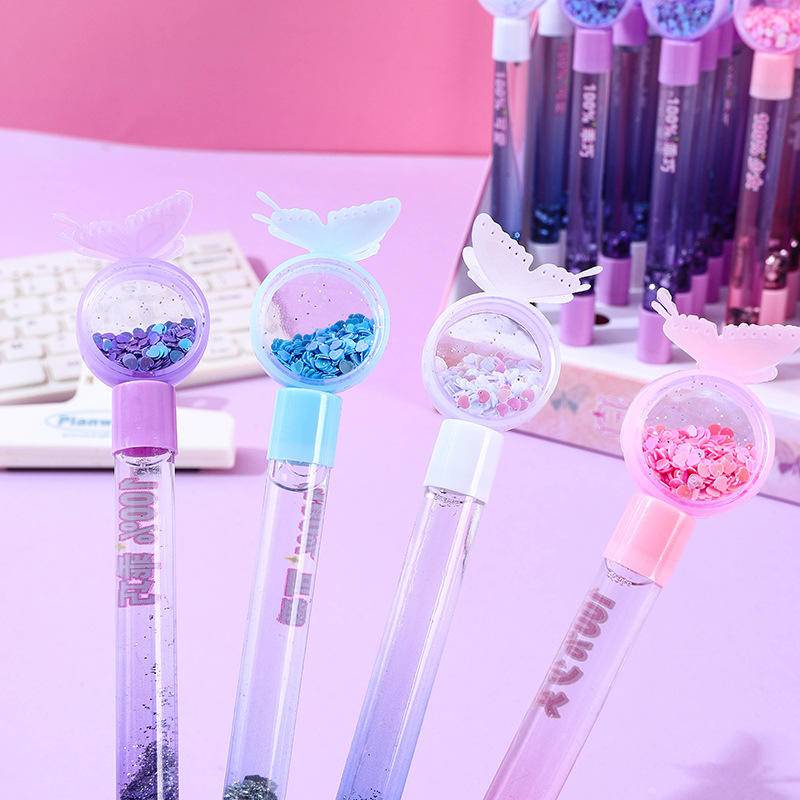 4 styles Kawaii Animal Butterfly Liquid Quicksand Gel Pen Neutral Pen ...
