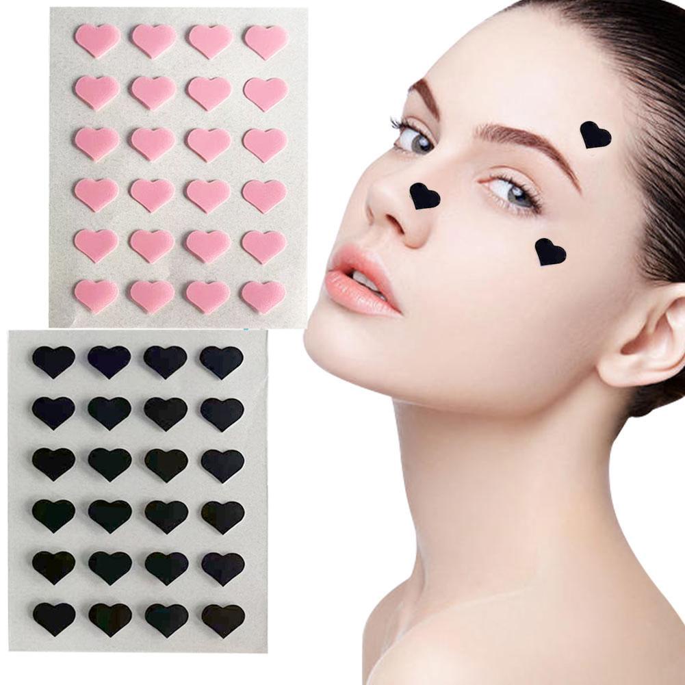 24pcs Black Pink Heart Special Shaped Acne Patch Cute Waterproof ...