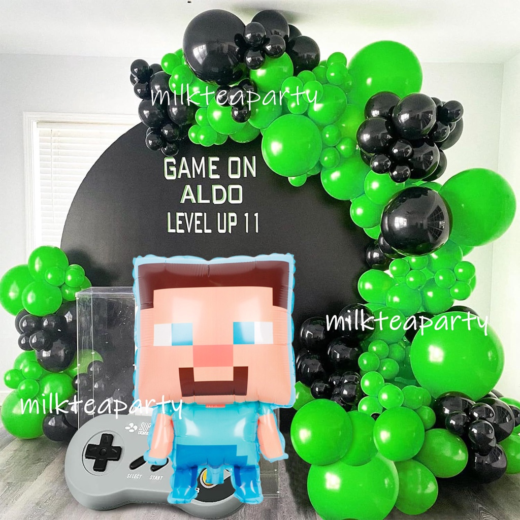 Minecraft Balloon Set 32inch Black Number Balloon Green Black Latex ...