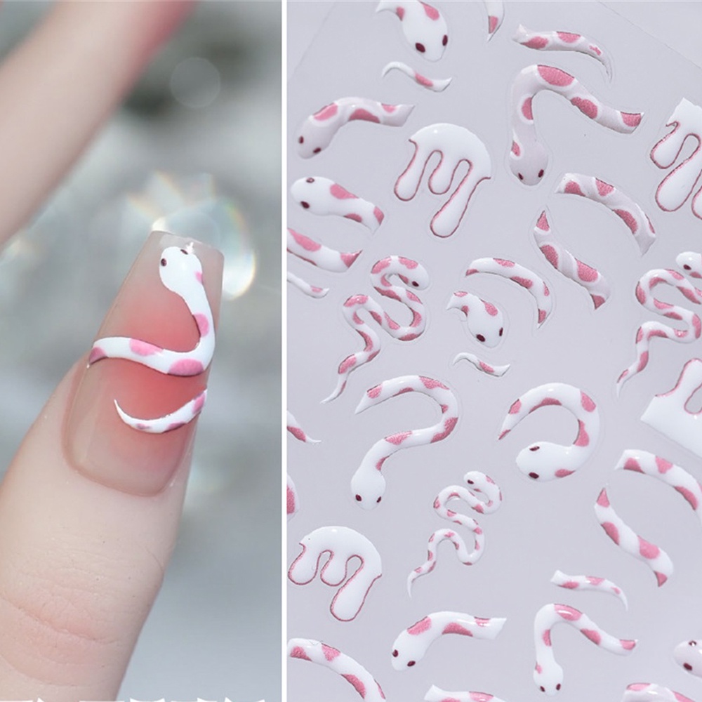 INS Snake Nail Sticker Cute Small Snake 3D Relief Sticker New Popular ...