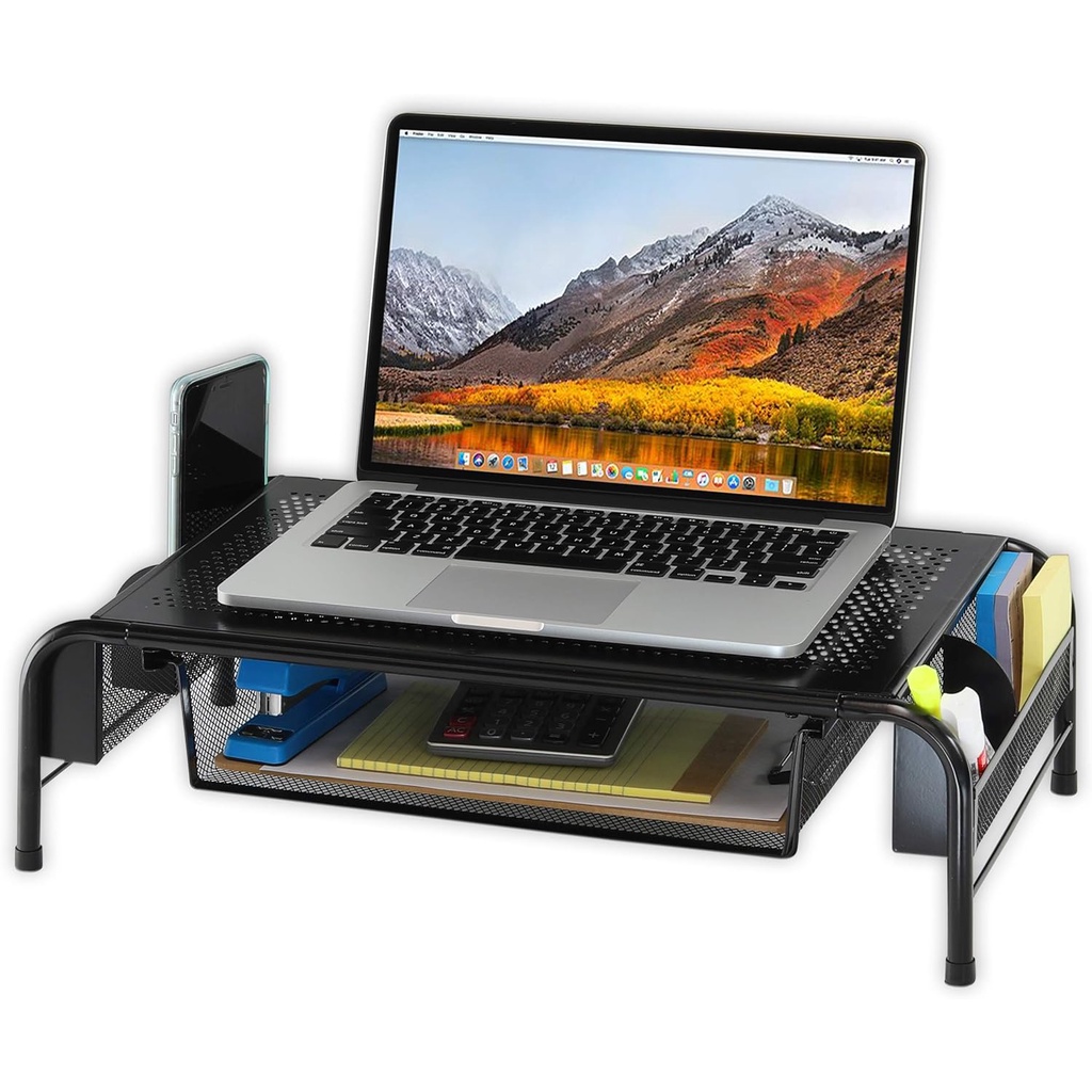 Simple Houseware Metal Desk Monitor Stand Riser with Organizer Drawer ...