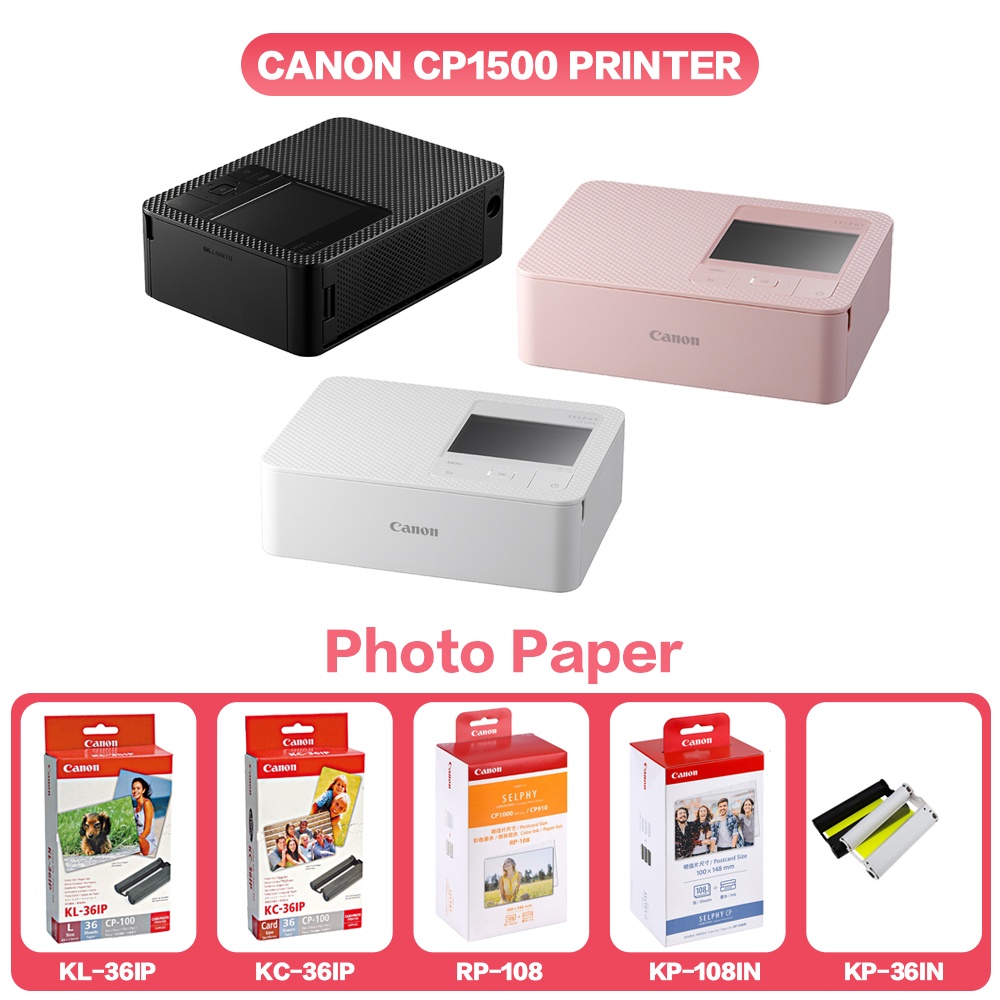 Canon SELPHY CP1300 CP1500 Compact Photo Printer Kit Wifi wireless suit ...