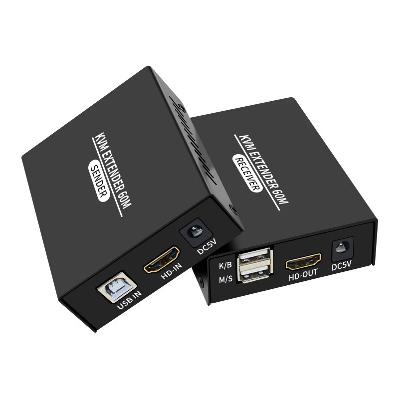 60M HDMI KVM Extender over Cat5e Cat6 1080P HDMI USB KVM Extender ...