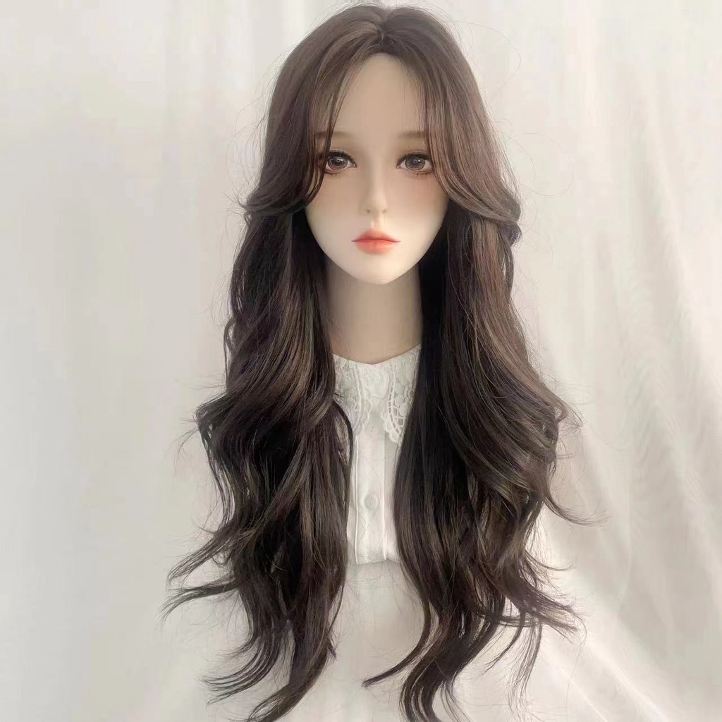 Qs001 Forehead Lace Wig Female Long Hair Forehead Hand-Knitted Big Wave ...