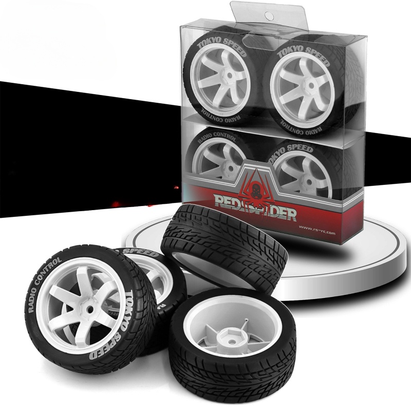 RS RC 1/10 RC Rally Racing Wheels Tires On Road Car Rubber Tyres 12mm ...