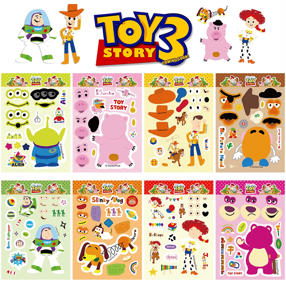 8 Styles/pack Disney Cartoon Toy Story Series Character Puzzle Stickers ...
