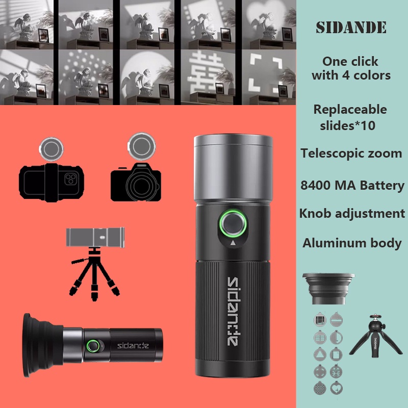 SIDANDE 10W Four Color Photography Flashlight Light Insert Design ...