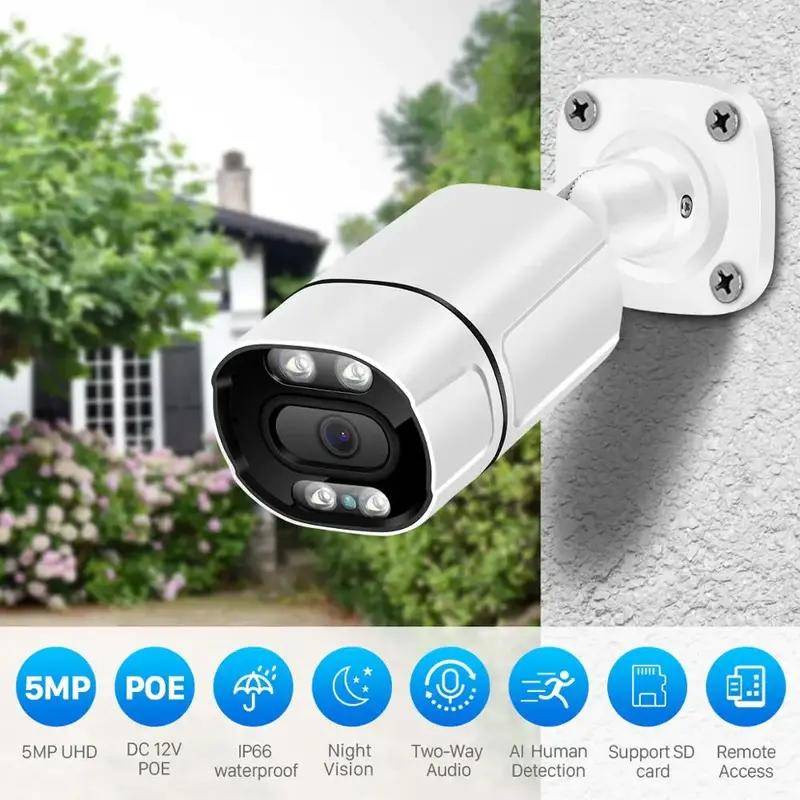 5MP 3MP 2MP 12V 48V POE IP Camera Outdoor AI Human Detect Audio HD ...