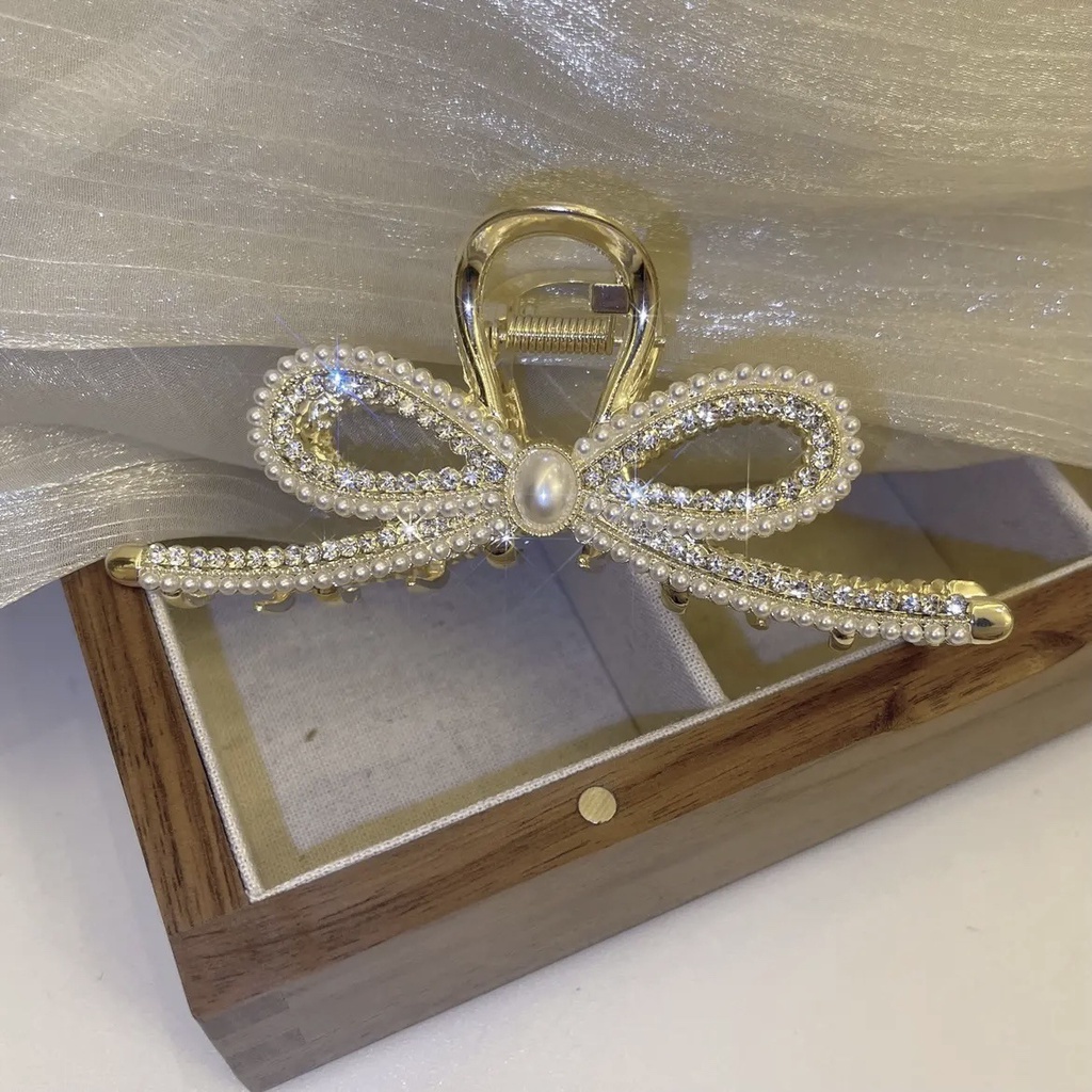 2024 Light Luxury High-End Design Feel Bow Pearl Large Clamp Female ...