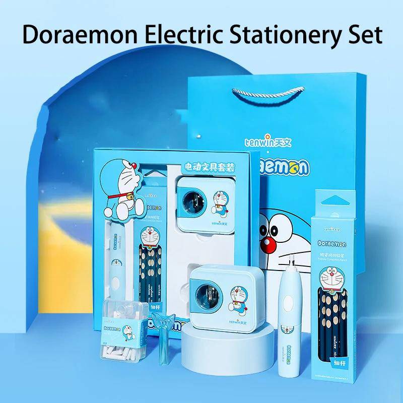 Electric Doraemon Stationery Set Cartoon Office Student School Supplies ...
