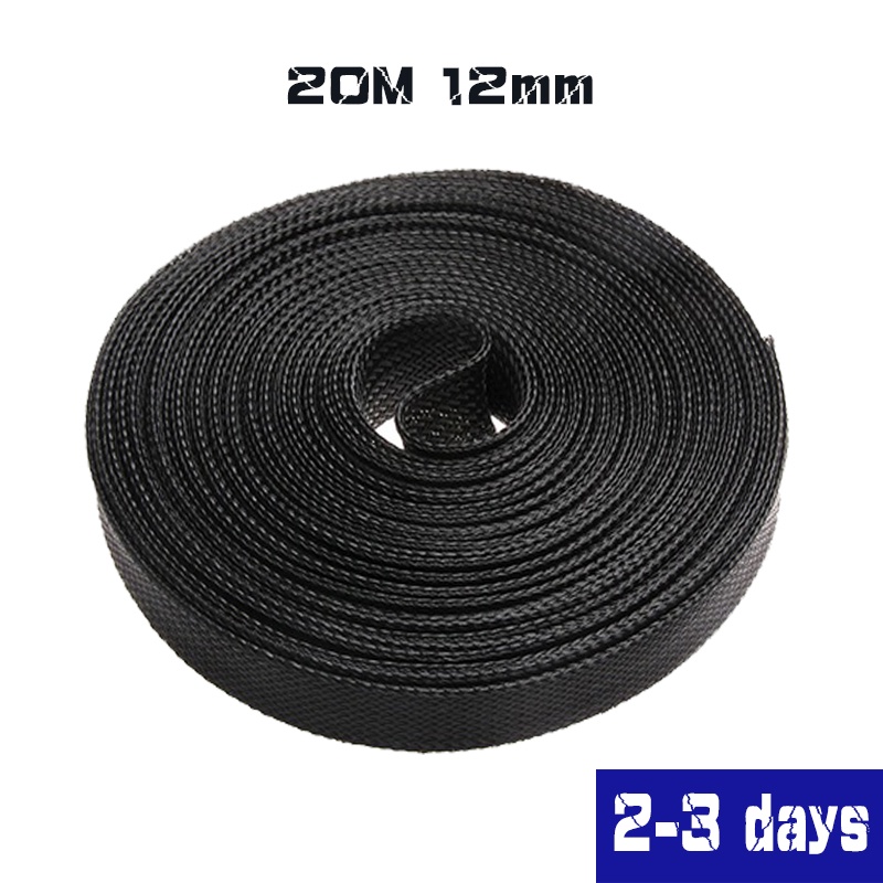 Electrapick 20M 12mm Insulated Braid Sleeving Tight PET Nylon Wire ...