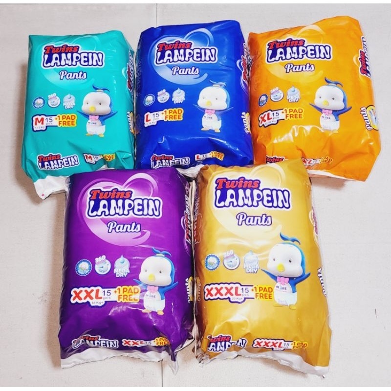 Twins Lampein Diaper Pants Medium-XXXL 15's Per Pack + 1pad FRee ...