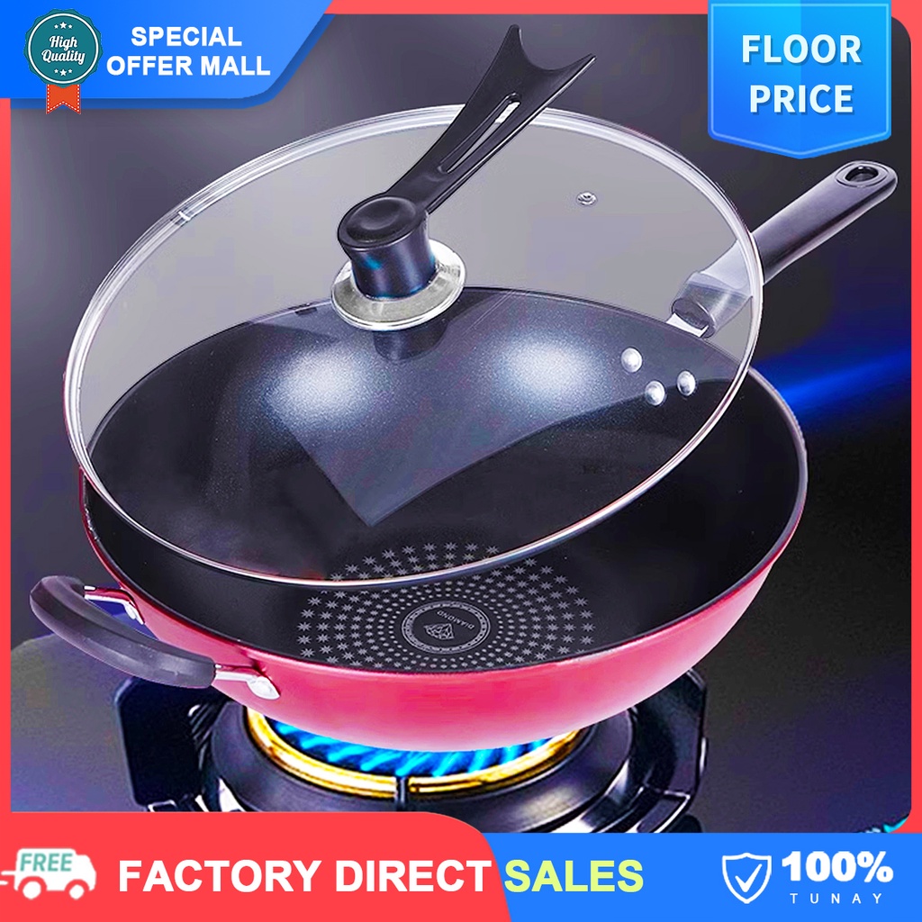 【Japanese Original】30cm/34cm Non-stick Stir-Fry Pans Kitchen Iron ...