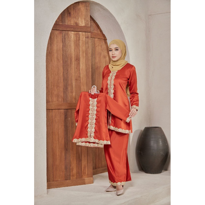 Set FAMILY SEDONDON Mother Son Dad BRICK ORANGE BAJU KEBAYA MODEN ...