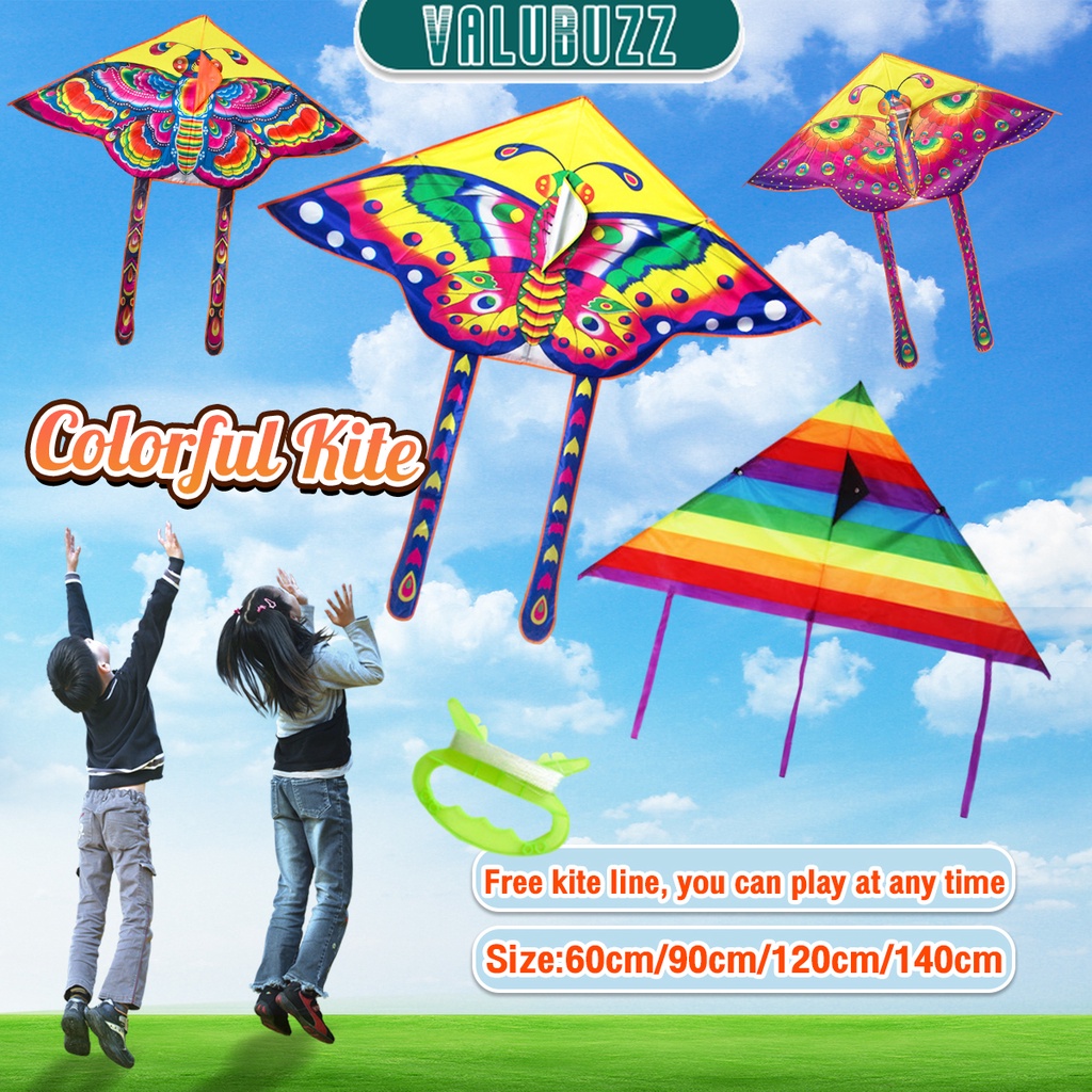 VLB Colorful Butterfly Kite Triangular Rainbow Kites Children Outdoor ...