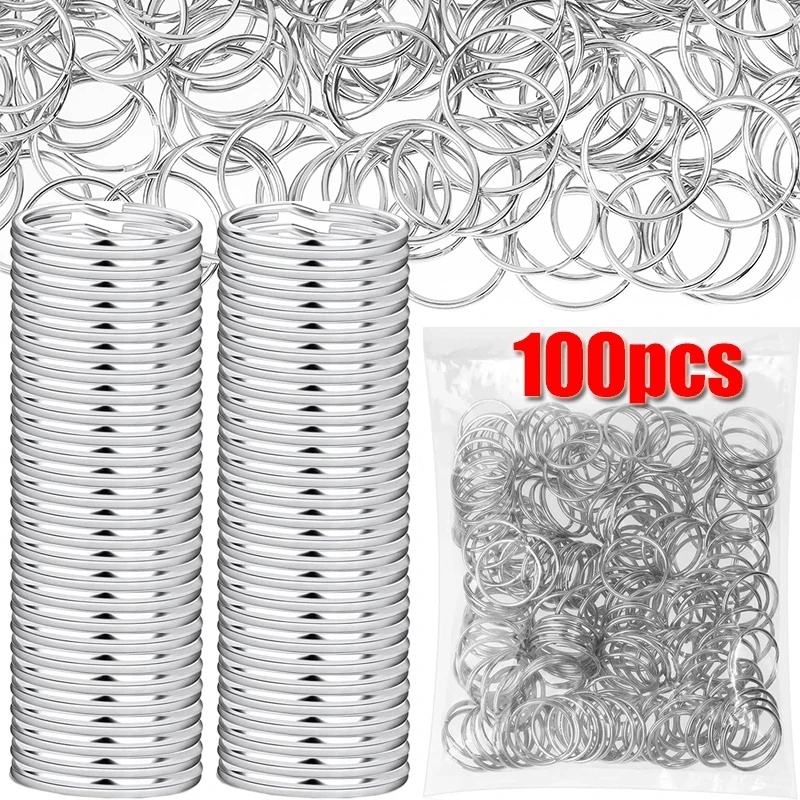 100-300Pcs 25mm Polished Silver Keyring/Plated Round Split Keychain DIY ...