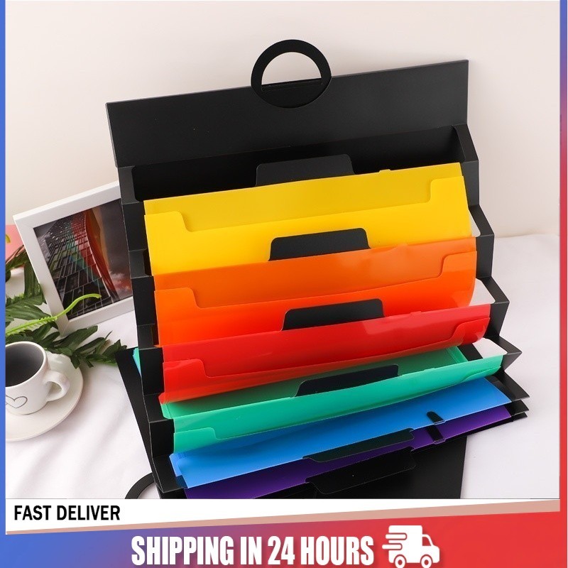 [Fast Shipping] File Organizer Folder Long Size Wall-mounted A4 Rainbow ...