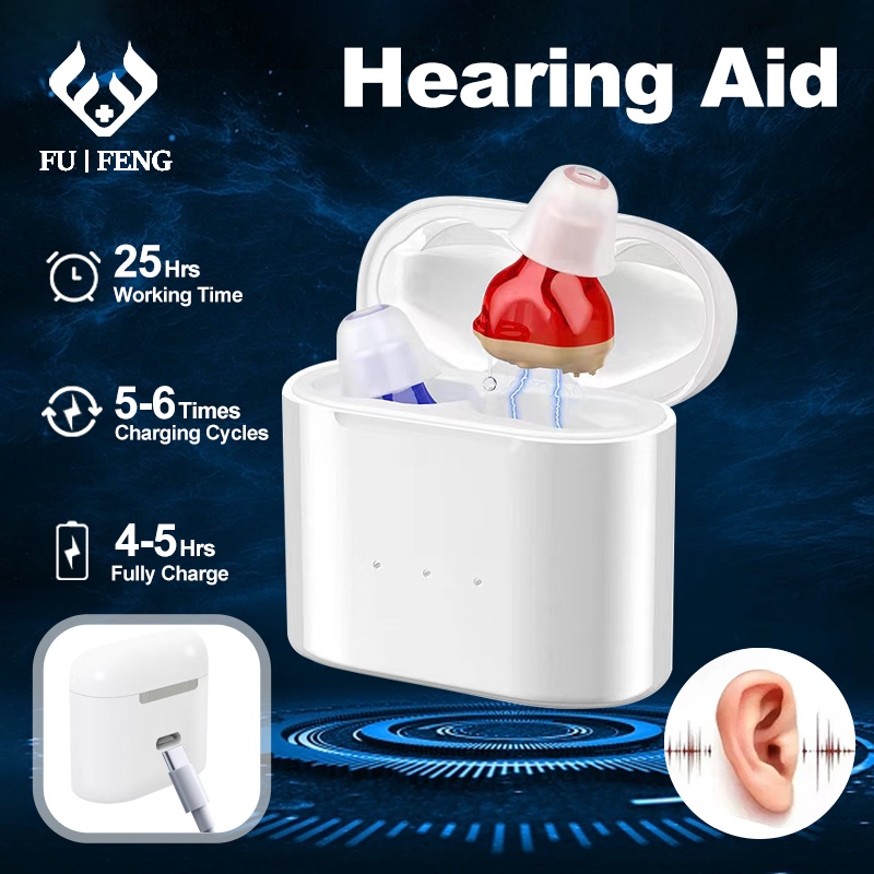 1 Pair Mini Rechargeable Hearing Aid Invisible Digital Audiphone CIC ...