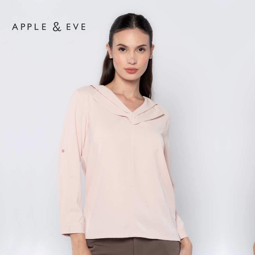 Apple & Eve Double V-Neck Collar Flap Blouse | Shopee Philippines