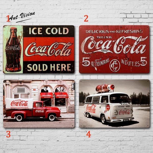 Coca Cola Retro Metal Poster Plaque Vintage Metal Tin Sign Cafe Pub ...