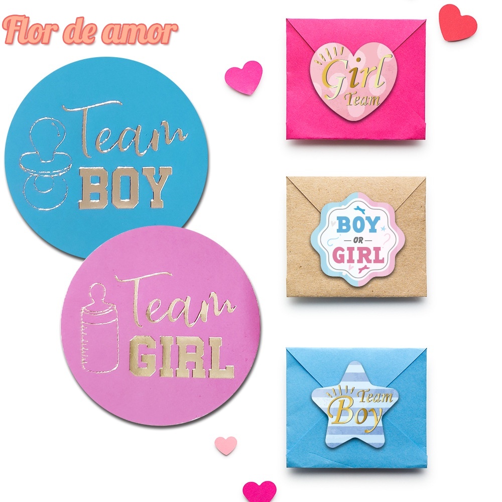 24Pcs Gender Reveal Stickers Team Boy Team Girl Labels Creative ...