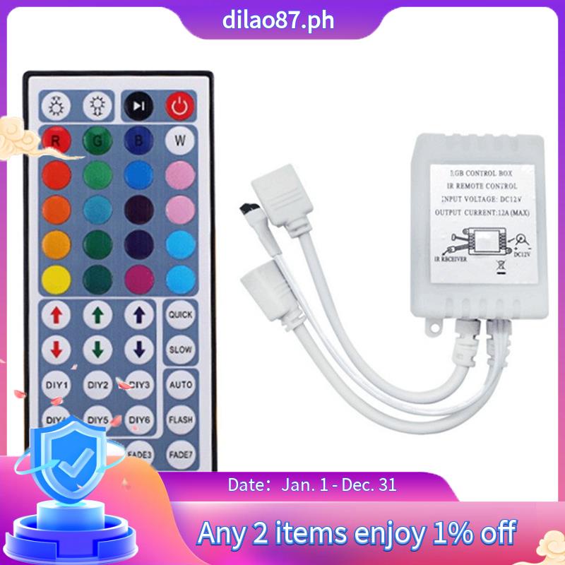 RGB LED Controller+44 Keys Remote Control RGB IR Light Strip Controller ...