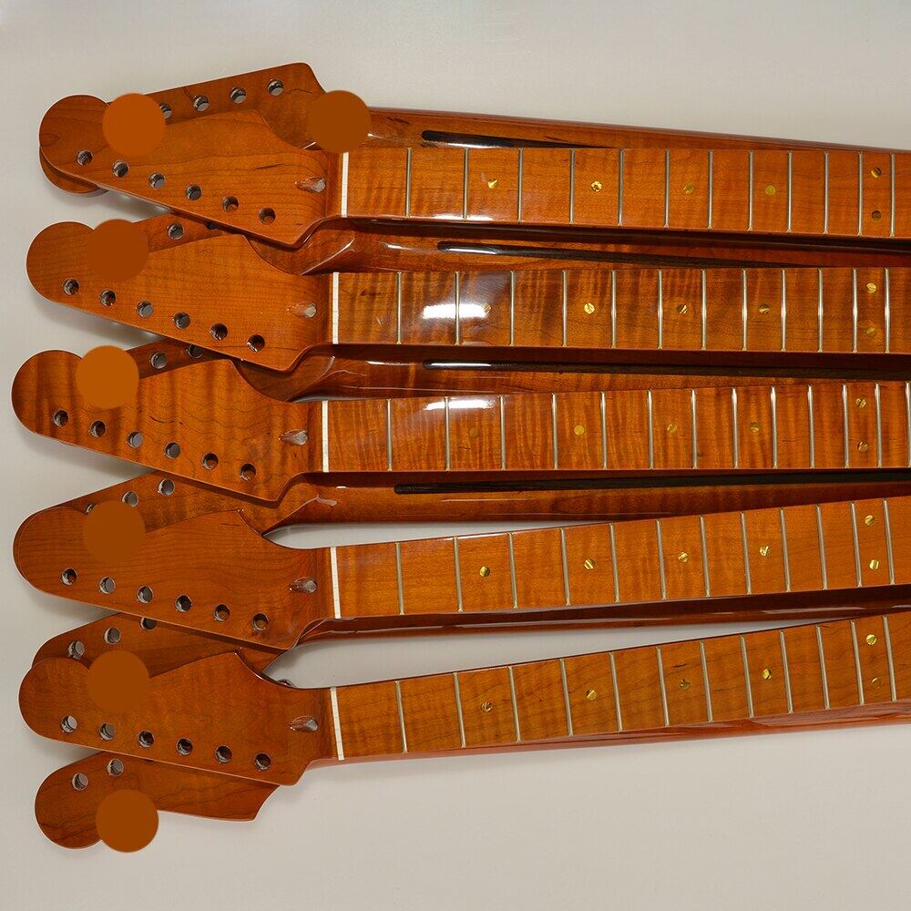 HS-22 Frets Roasted Tiger Flame Maple High Glossy Guitar Neck with ...