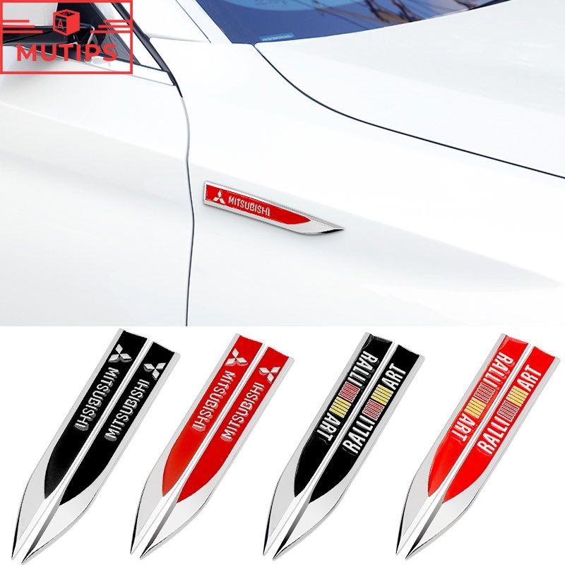 Mitsubishi 2PCS 3D Metal Car Logo Blade Fender Side Label sticker ...