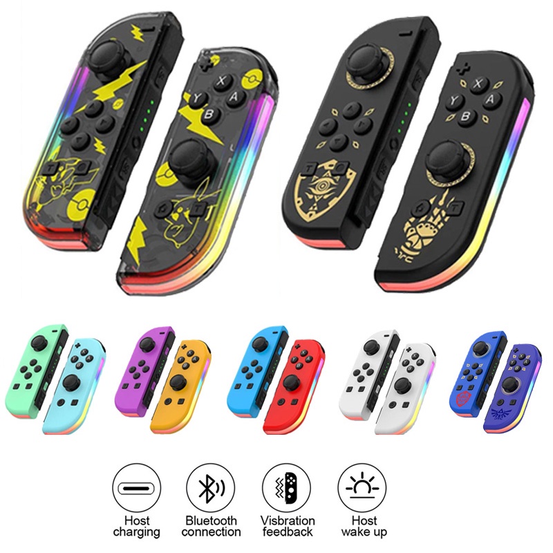 RGB Wireless Controllers for Nintendo Switch & Switch Oled JoyCon Joystick Support 6 Axis Gyro ...