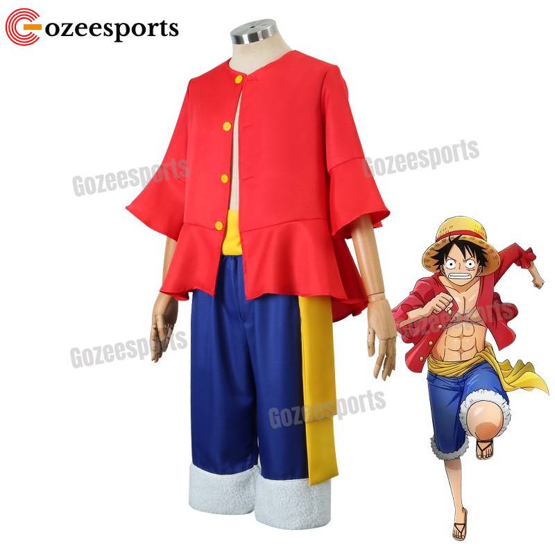 3PCS Full Set One Piece Luffy Cosplay Costume Straw Fisherman Hat for ...