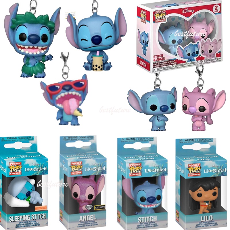 Funko Pop Lilo & Stitch Keychain Angel Scrump Action Figure Keyring ...
